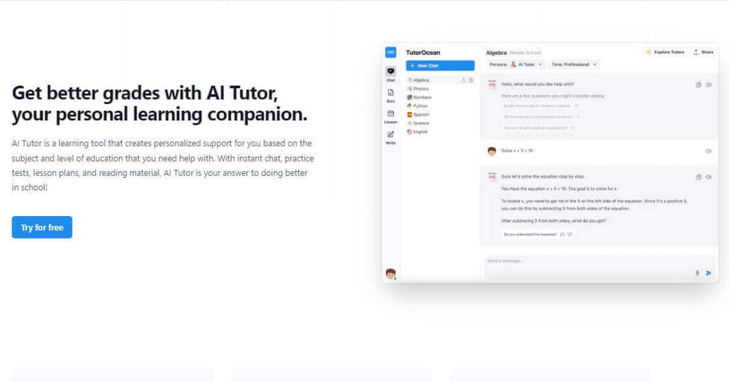 Tutor Ocean (Your Free Homework AI) - Liaise